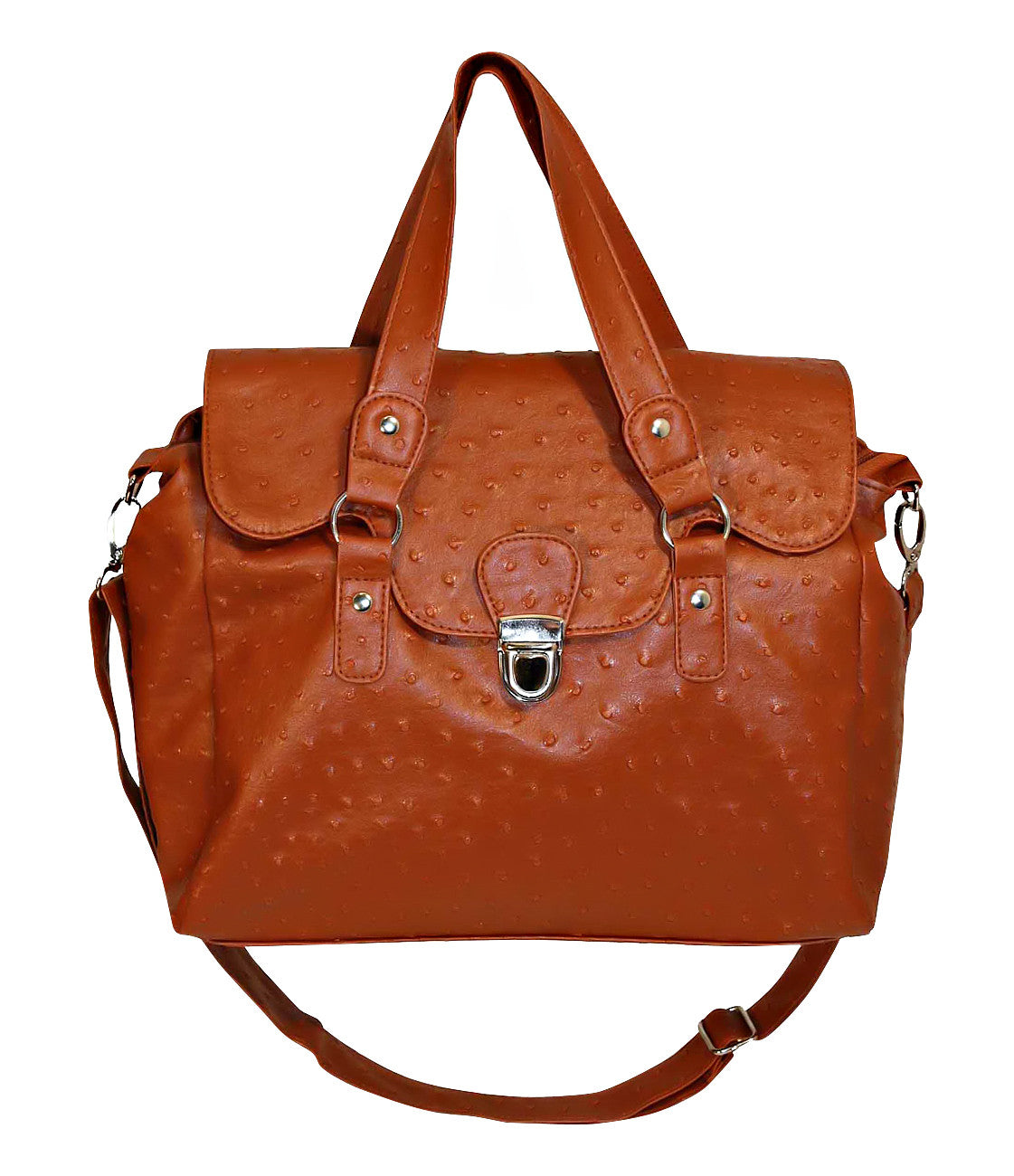 Designer Ostrich Effect Press Lock Handbag - EYECATCH.COM